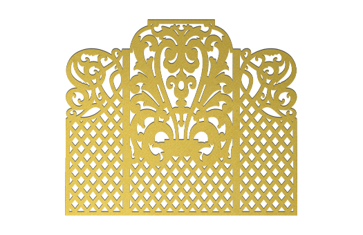 Regency Lattice 3 Panel Screen, Gold | Ampa Events